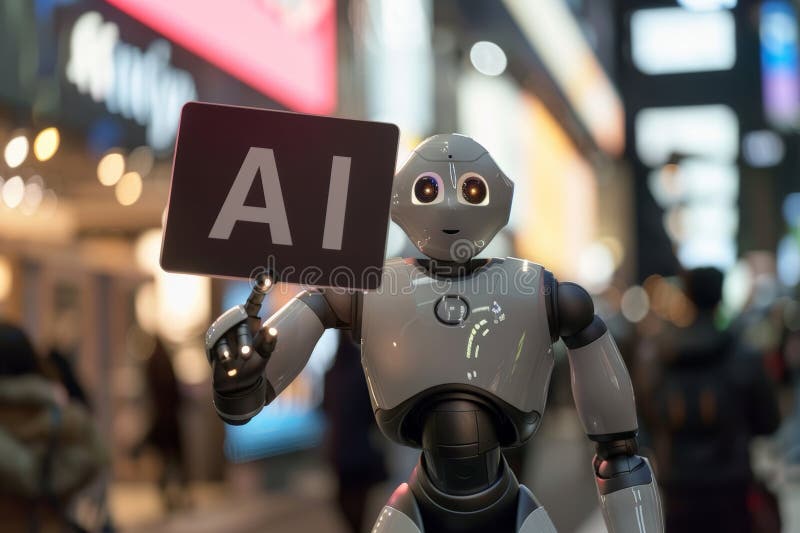 Smart Robot Holding Sign Ai,machine Learning Stock Image - Image of ... Smart Robot Holding Sign Ai,machine Learning Stock Image - Image of ...