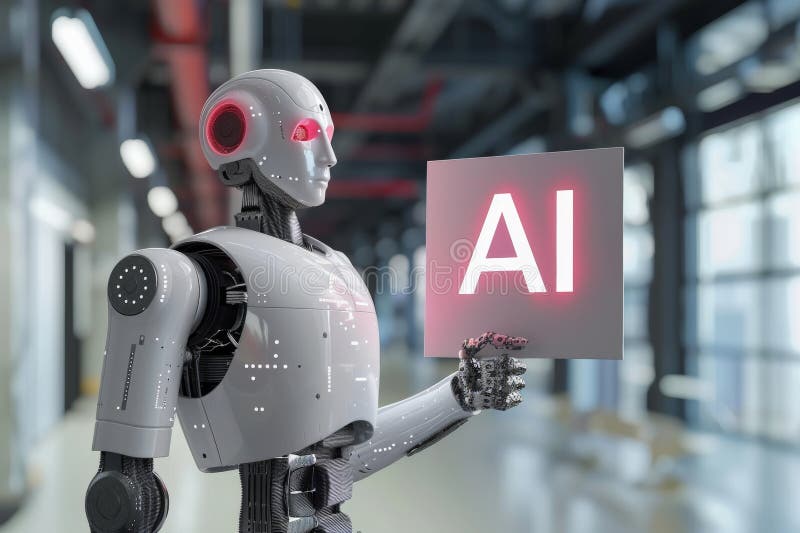 Smart Robot Holding Sign Ai,machine Learning Stock Image - Image of ... Smart Robot Holding Sign Ai,machine Learning Stock Image - Image of ...