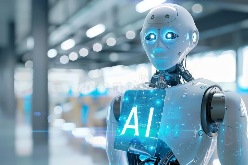 Smart Robot Holding Sign Ai,machine Learning Stock Image - Image of ...