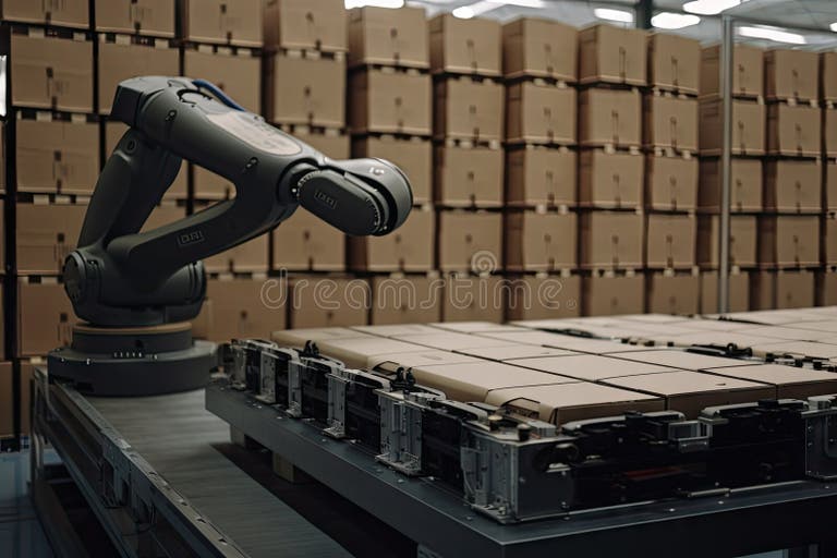 Smart Robot Picking and Placing Boxes on Shipping Pallets Stock ...