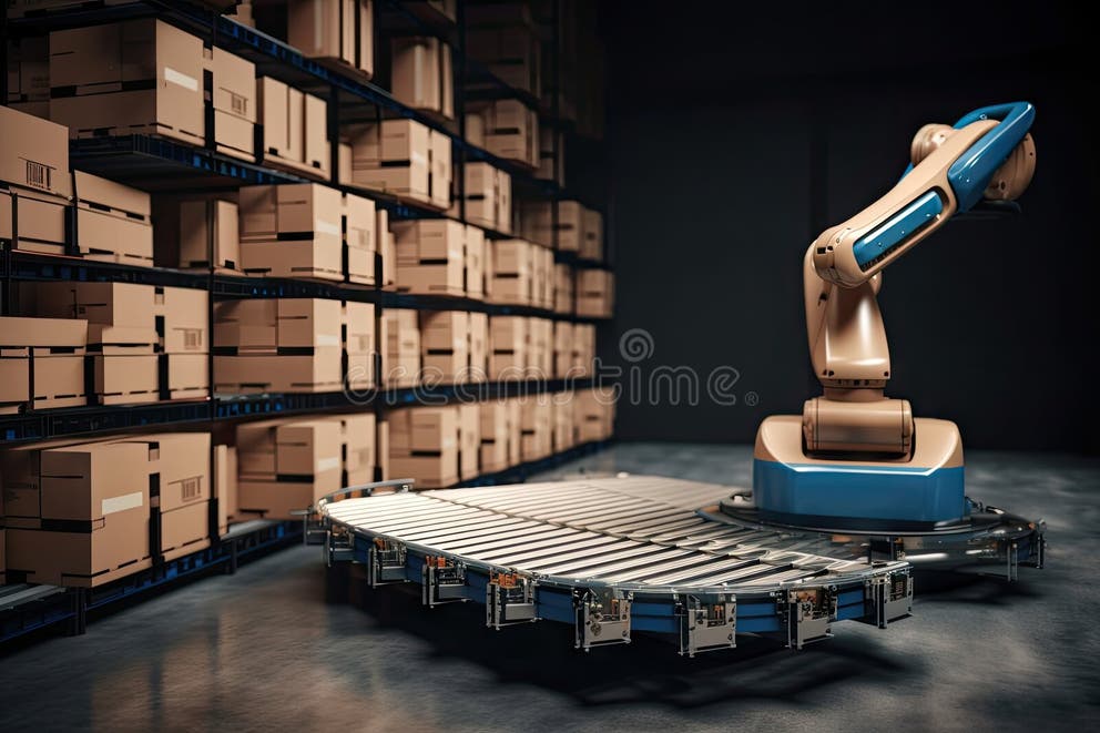 Smart Robot Picking and Placing Boxes on Shipping Pallets Stock ...
