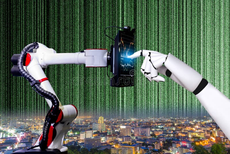 Smart Robot Touch Screen Computer Systems Stock Photo - Image of market ...