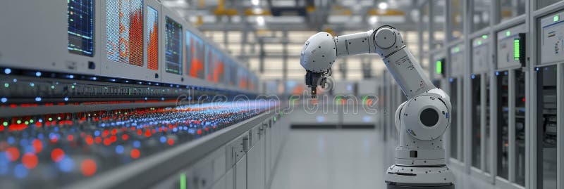 Smart Robotic Devices Optimizing Factory Processes Stock Illustration ...