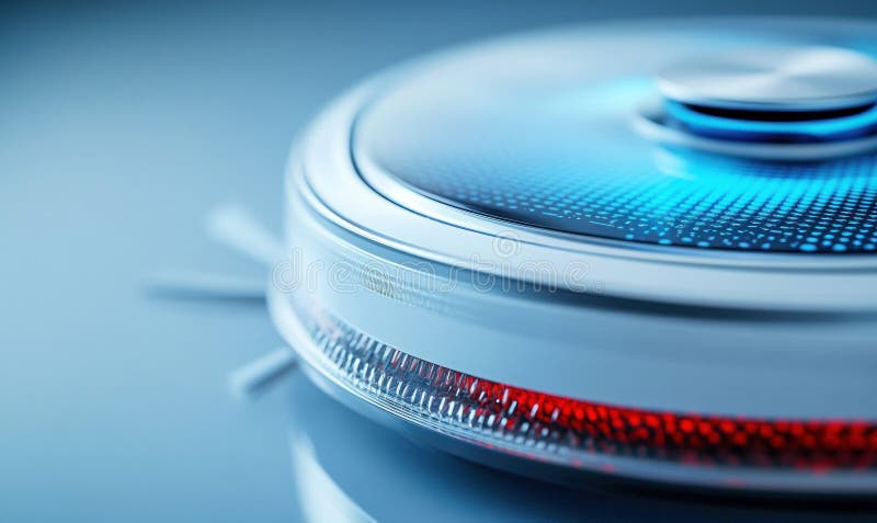 Smart Robotic Vacuum Cleaner with LED Lighting Stock Illustration ...