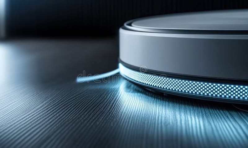Smart Robotic Vacuum with LED Illumination Stock Illustration ...