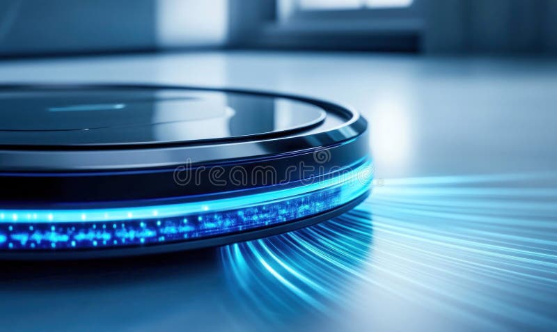 Smart Robotic Vacuum with LED Illumination Stock Illustration ...