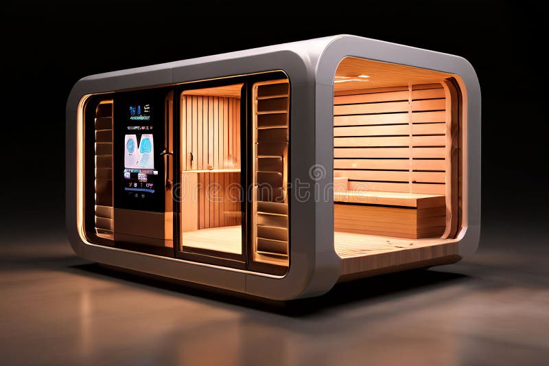 Smart Sauna a High Tech Sauna with Wi Fi Connectivity and a Mobi Stock Illustration ...