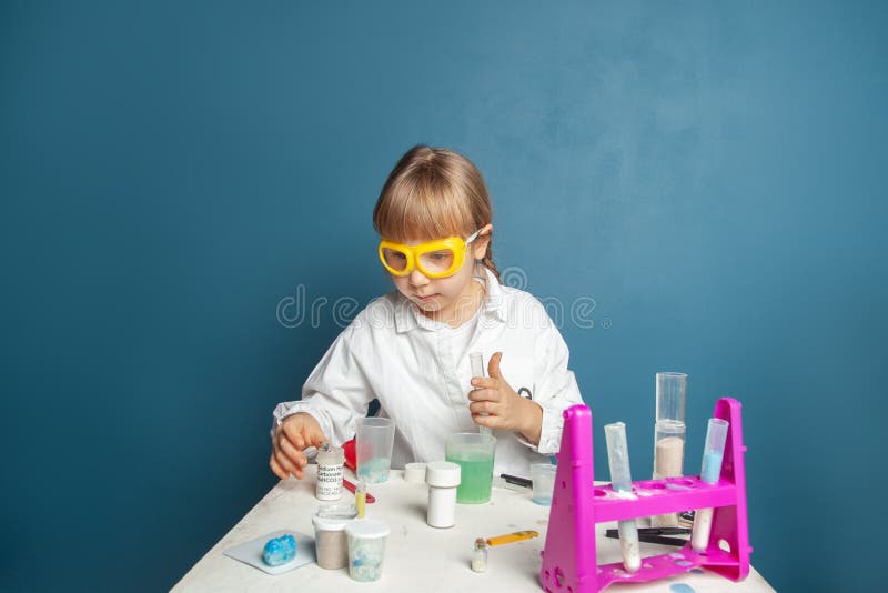 Smart Science Student Child Girl Studying Science Stock Photo - Image ...