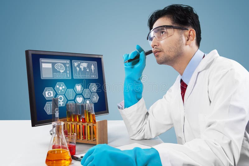 Smart Scientist Thinks an Idea Stock Image - Image of discover ...