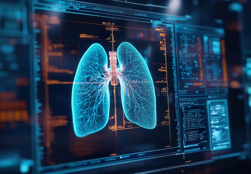Smart Screen Displaying a Clear Image of the Lungs Stock Photo - Image ...