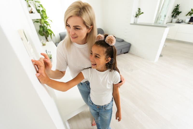 Smart Screen with Smart Home and Modern Living Room Stock Photo - Image ...