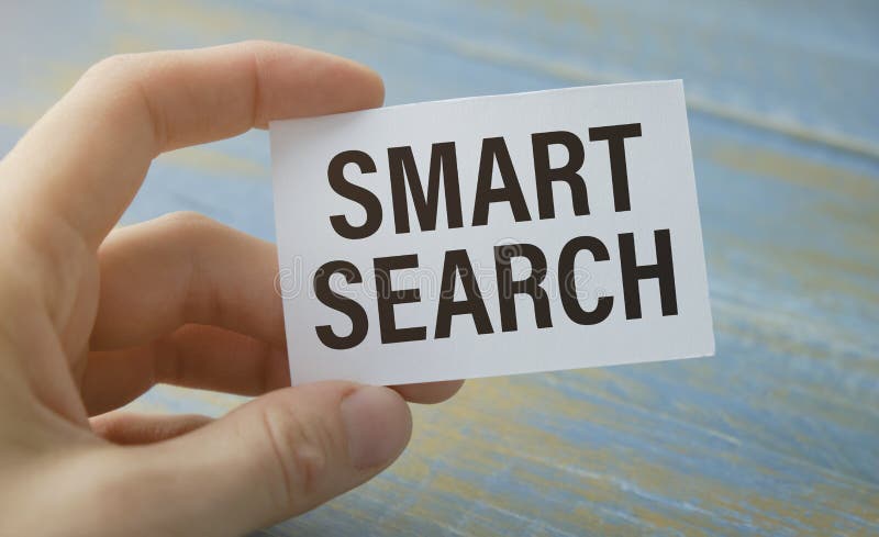 Smart Search text on card stock photo. Image of hand - 231485294