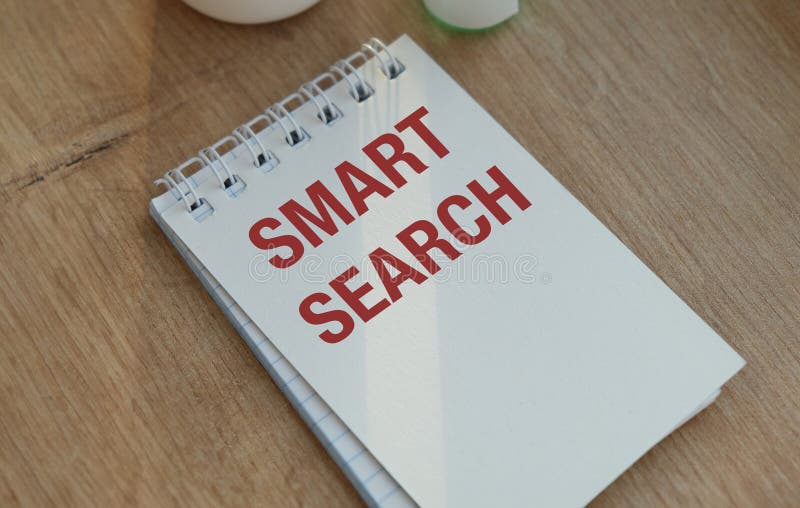 Smart Search Text on White Notepad on the Wooden Background with ...
