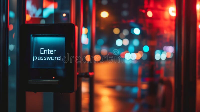 Smart Security Access System at Night with Password Prompt Stock Image ...