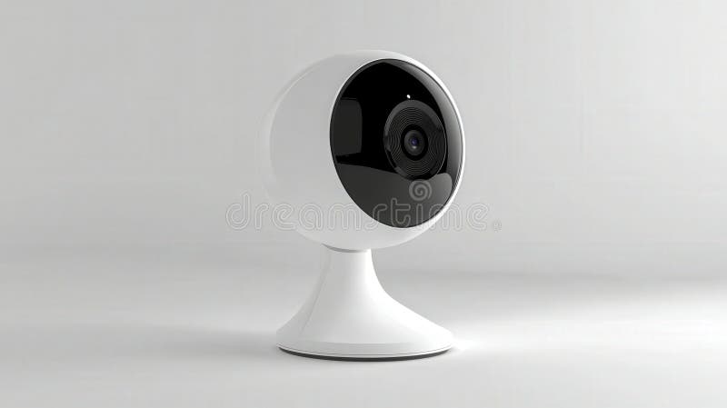 Smart Security Camera on Sleek White Stand Home Surveillance Device ...