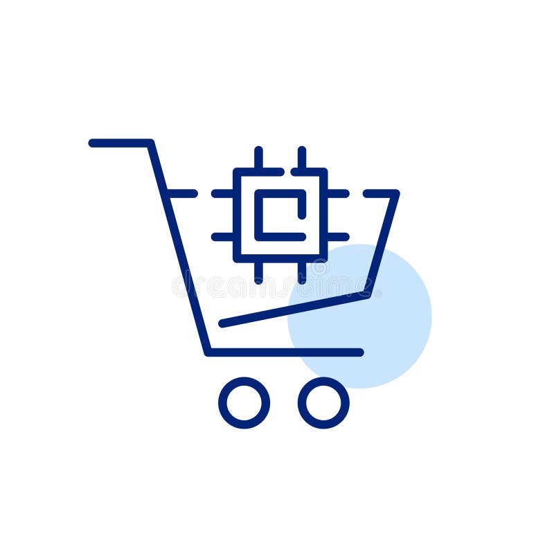 Smart Shopping Cart with Microchip. Contactless Shopping. Pixel Perfect ...