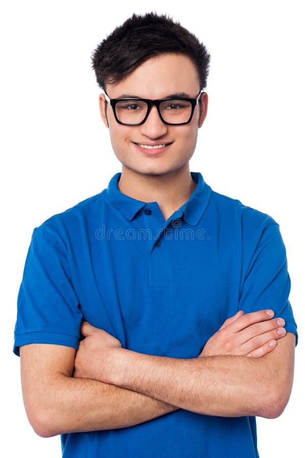 Smart Smiling Guy Wearing Spectacles Stock Image - Image of model ...