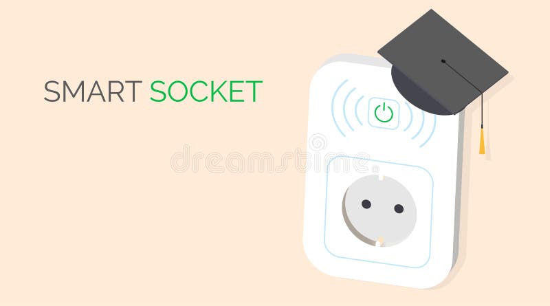 Smart Socket. White Rosette with Academic Knowledge Graduate Cap ...
