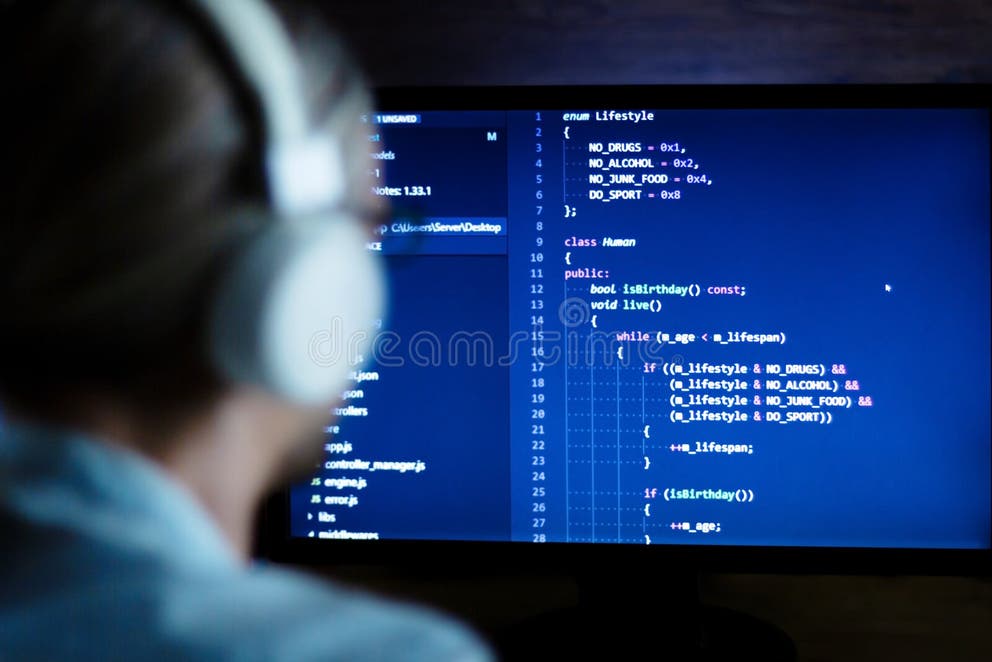 Software Developer, Freelancer Working with Program Code Stock Image - Image of coding, coder ...