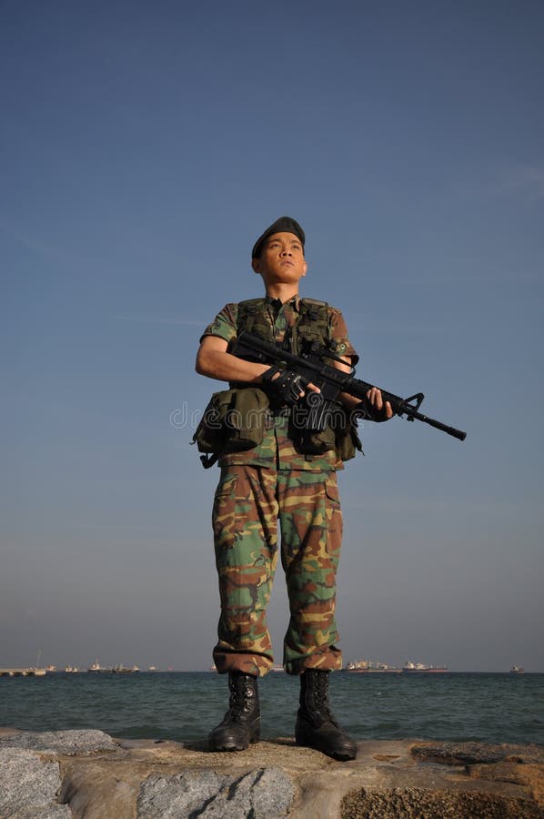 Smart Soldier Defending the Country Stock Photo - Image of singapore ...