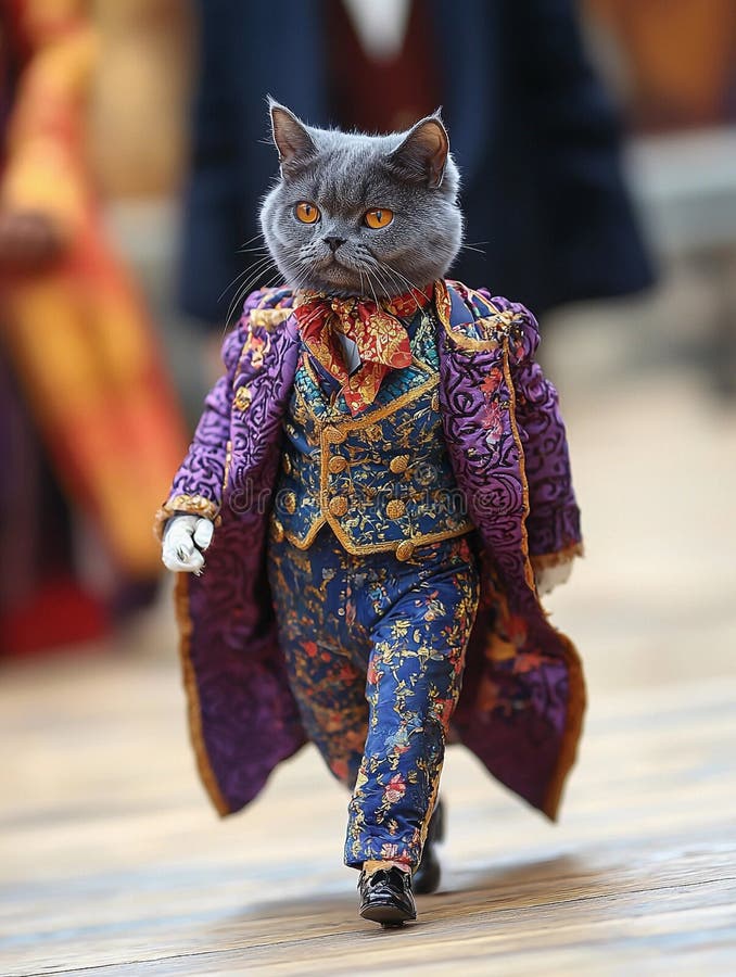 A Smart and Sophisticated Common Tabby Cat Wearing a Designer Suit ...