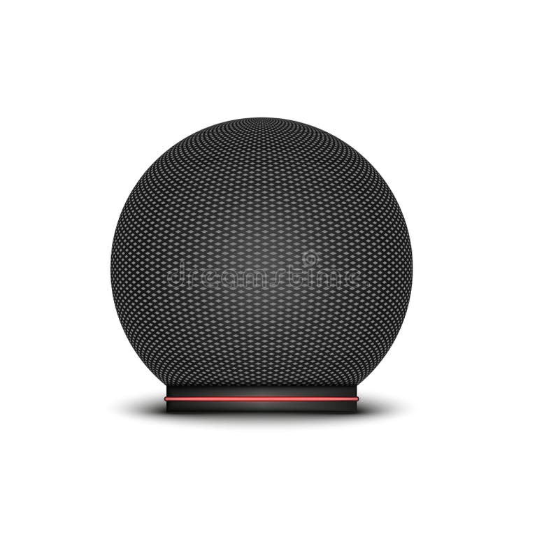 A Smart Speaker Concept Sphere Shape and Red Neon Lights, Voice Command ...