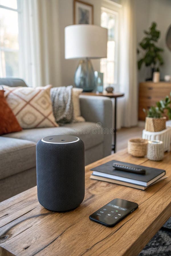 Smart Speaker Device in Living Room. Intelligent Assistant in Smart ...