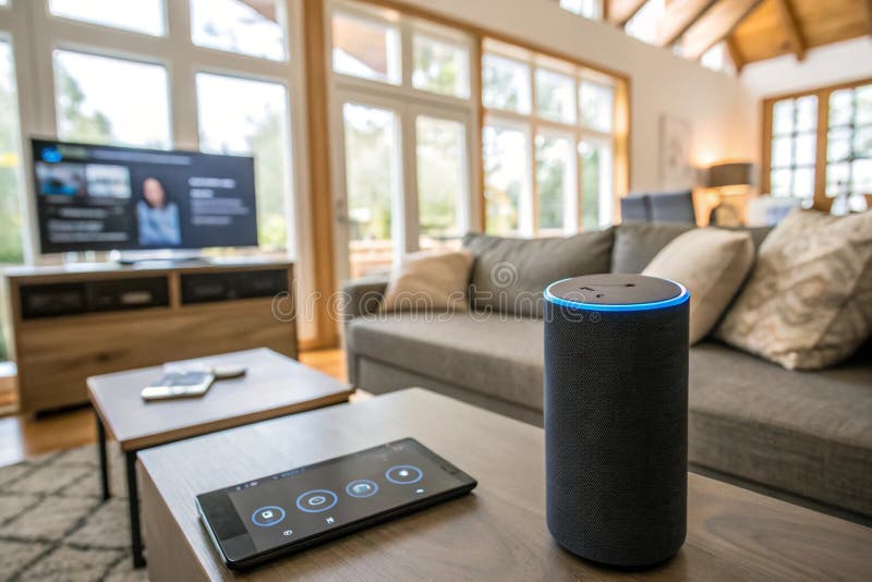 Smart Speaker Device in Living Room. Intelligent Assistant in Smart ...