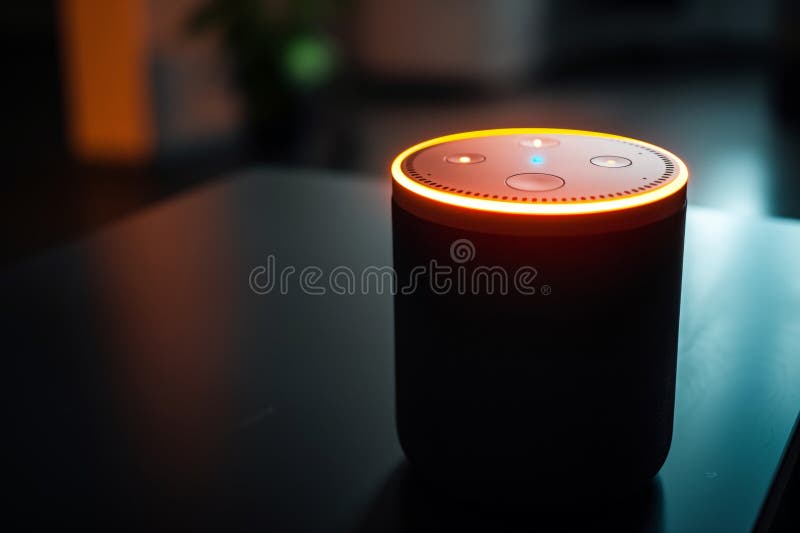 A Smart Speaker with a Glowing Ring Activated by a Voice Command in a ...