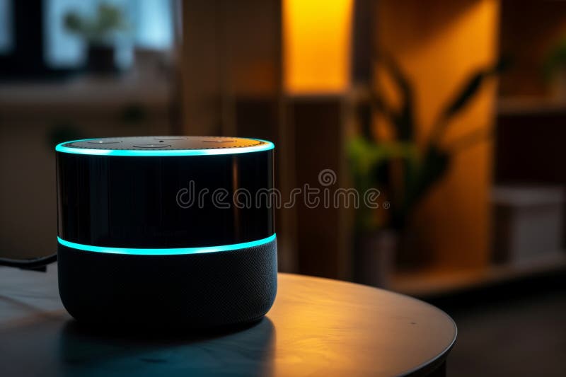 A Smart Speaker with a Glowing Ring Activated by a Voice Command in a ...