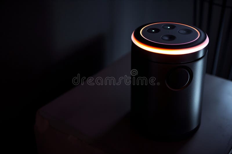 A Smart Speaker with a Glowing Ring Activated by a Voice Command in a ...