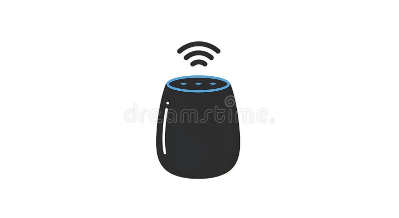 Smart Speaker Illustration Featuring a Cylindrical Black Device with a ...