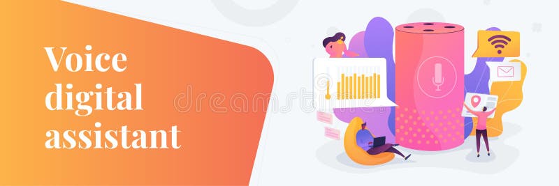Smart Speaker Office Controller Web Banner Concept. Stock Vector ...