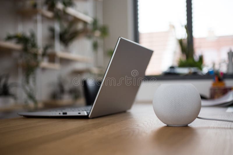 Smart Speaker on Table Desk, Voice Controlled, Device, Smart Home ...