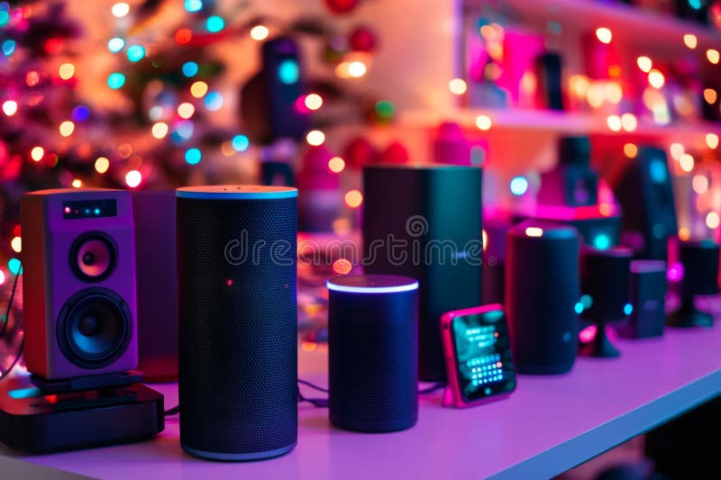 Smart Speaker Technology on Display Stock Illustration - Illustration ...