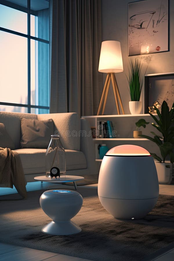 Smart Speakers in Modern Room, AI Generated Stock Illustration ...