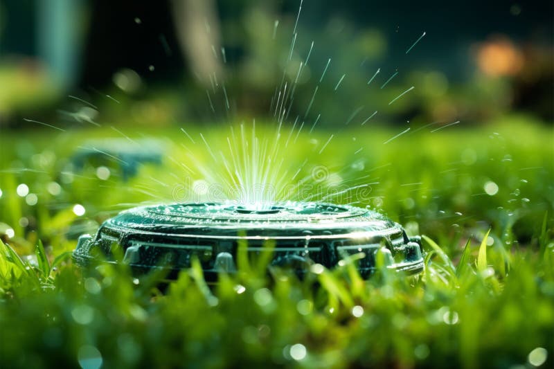 Smart Sprinkler System Waters Green Lawn, Conserving Water with ...