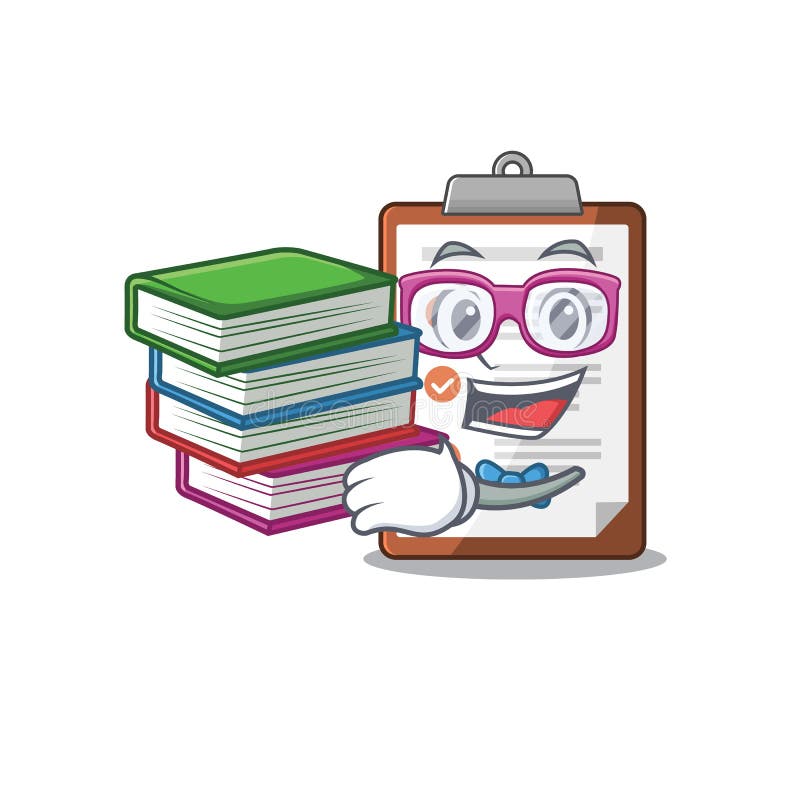 Smart Student Clipboard Scroll Mascot Cartoon with Book Stock Vector ...