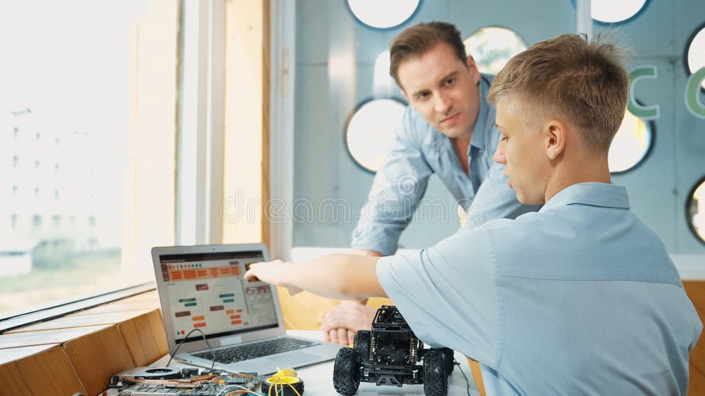 Student Present Coding Program and Car Model To Skilled Teacher ...