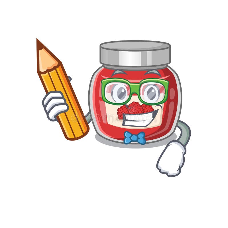 A Smart Student Raspberry Jam Character Holding Pencil Stock Vector ...