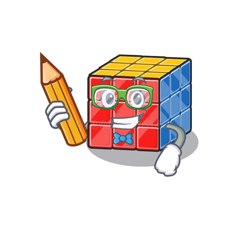 A Smart Student Rubic Cube Character Holding Pencil Editorial Stock ... A Smart Student Rubic Cube Character Holding Pencil Editorial Stock ...