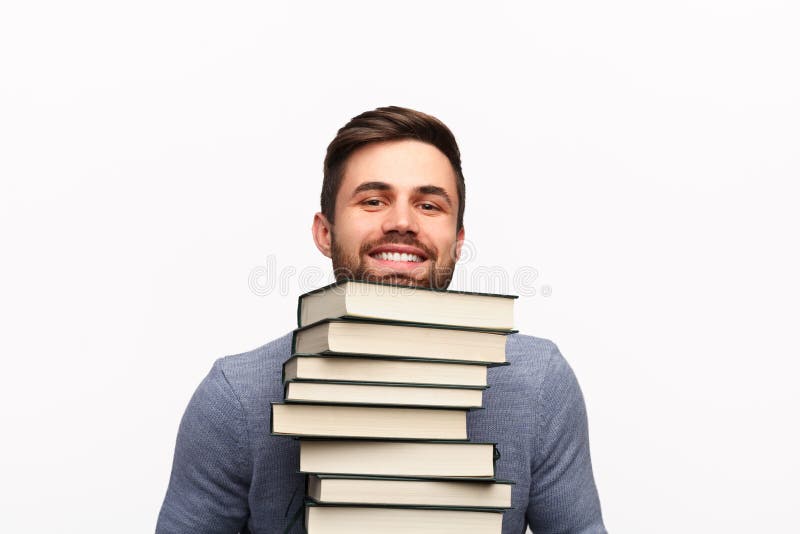 Smart Student with Stack of Books Stock Image - Image of examination ...