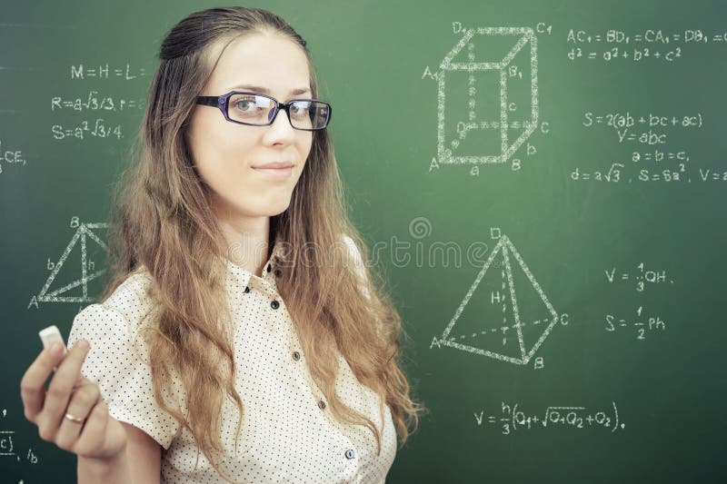 Smart Student Teacher Drawing Mathematic Formula Blackboard Stock ...