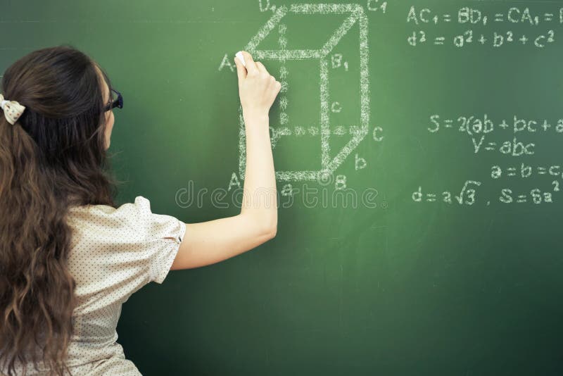 Smart Student or Teacher Drawing Mathematic Formula at Blackboard Stock ...
