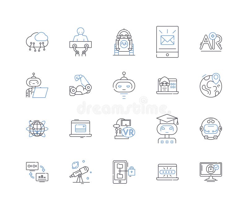Smart System Line Icons Collection Automation Integration Intelligence Efficiency