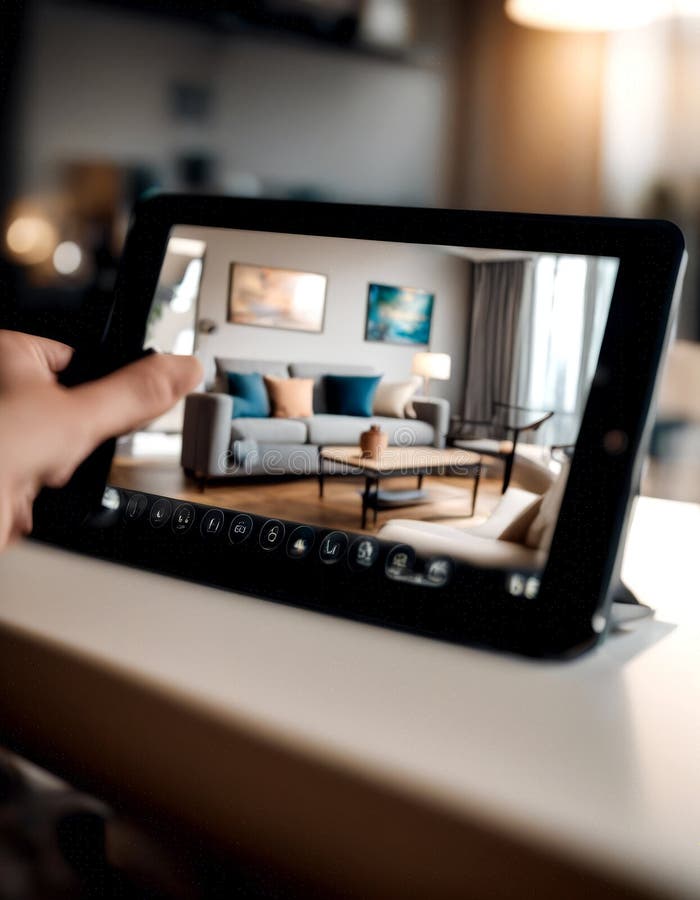 Smart Tablet Room Control Living Background Home Interior Technology ...