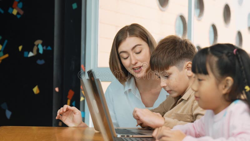 Teacher Check Student Answer while Learner Using Laptop. Site View ...