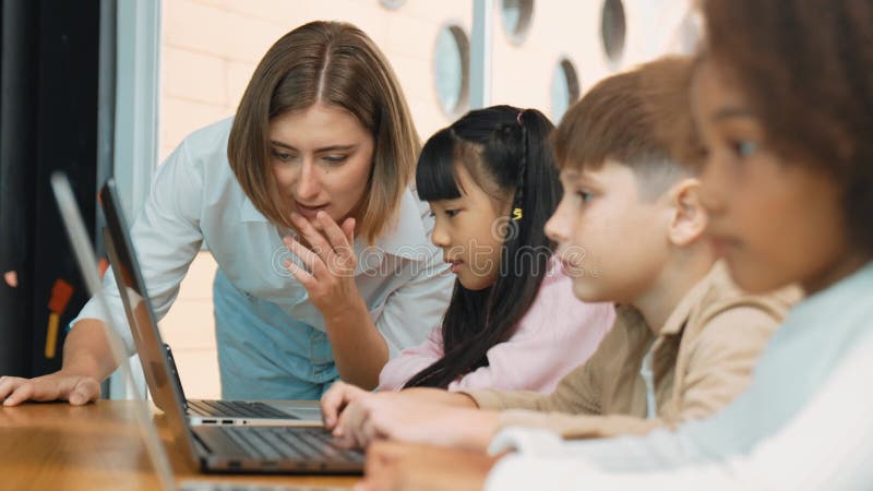 Teacher Check Student Answer while Learner Using Laptop. Site View ...