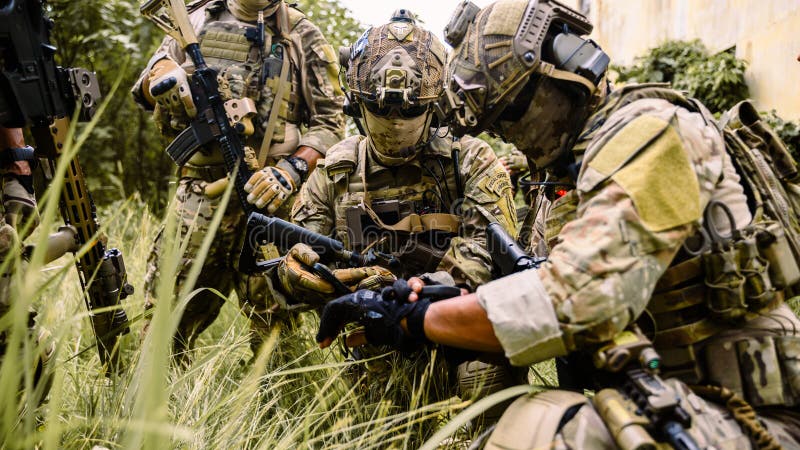 Smart Teamwork of Soldiers Running Forward and Attacking Enemy during ...