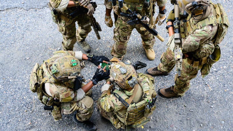 Smart Teamwork of Soldiers Running Forward and Attacking Enemy during ...